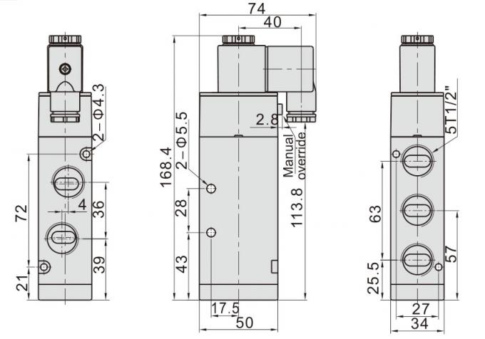 4V410-15 1/2'' Single Coil 5/2 Way Directional Pneumatic Valve 1