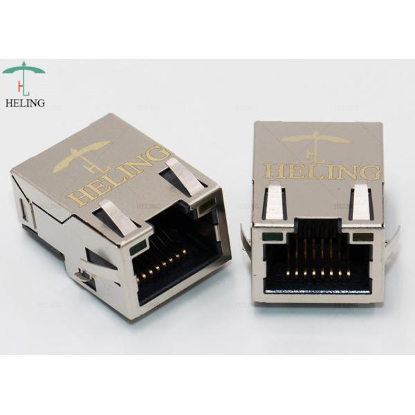 Quality Side Entry Offset Overhangs PCB Magnetic RJ45 Jack With EMI Finger for sale