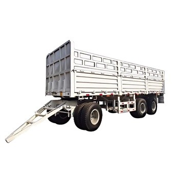 Quality Farm 2-Axles Flat Platform Fence Drawbar Full Trailer With Ladder for sale