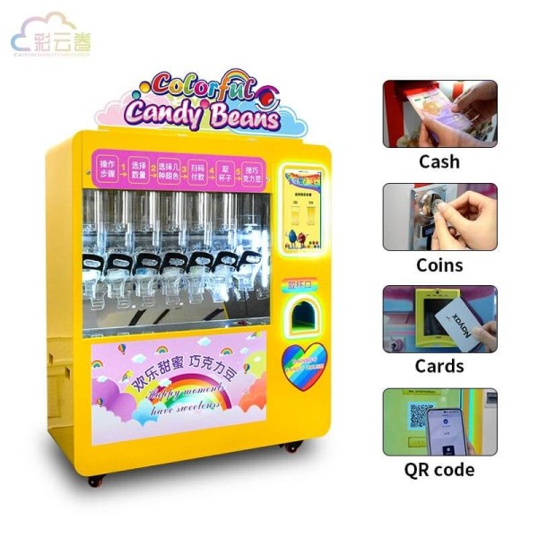 Quality Floor Standing Sugar Beans Vending Machine Candy Dispenser With Digital Screen for sale