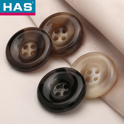 Quality Polyester Black 4 Hole Buttons 21mm / 25mm Decorative Buttons For Crafts for sale