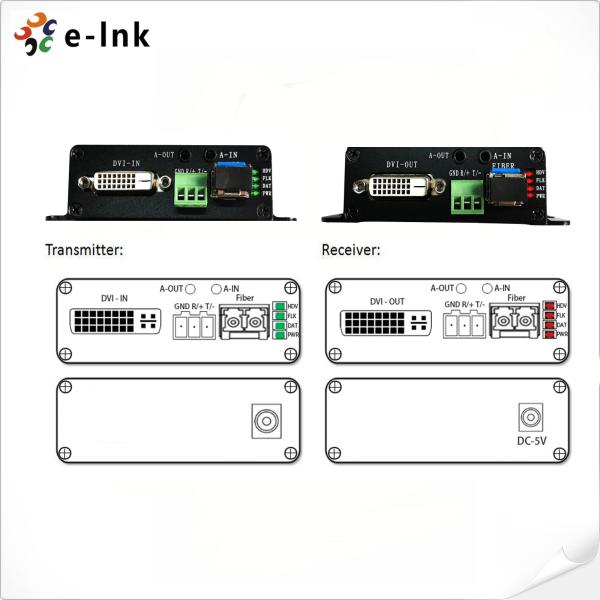 Quality DVI + 1Ch Bidirectional Stereo Audio + 1Ch RS232 over Fiber Optic Extender for sale