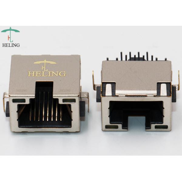 Quality 8P8C Brass Shielded PCB RJ45 Jack , Brass Shielded PCB Mount RJ45 Connector for sale