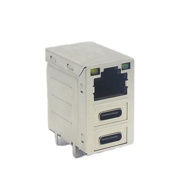 Quality Shielded RJ45 Female Socket LAN Female Connector Jack Dual Type C Combo for sale