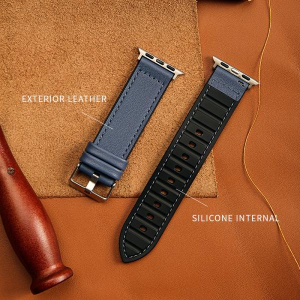 Quality 22mm Silicone Leather Watch Strap for iWatch Series 6 5 4 3 2 1 SE Luxury and for sale