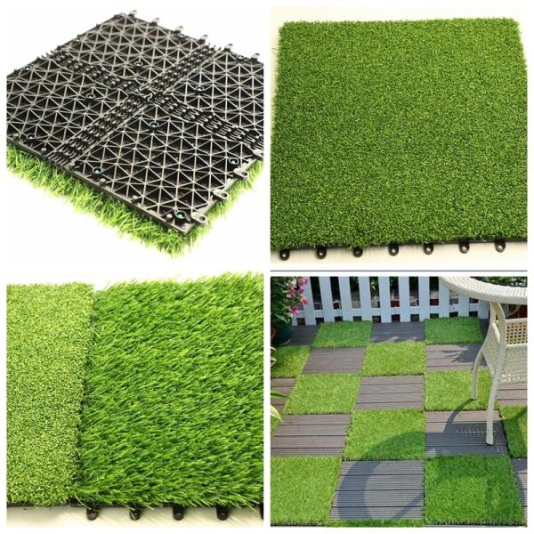 Quality Double PP NET PU Backing Artificial Turf Tile for Eco-Friendly and Durable for sale