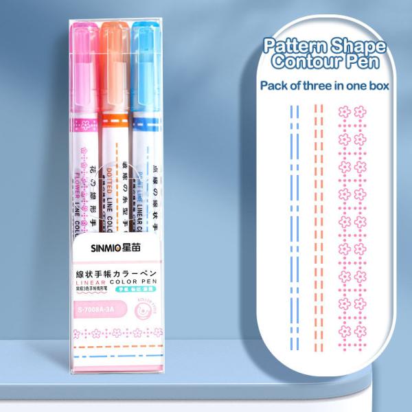 Quality Colorful Pattern Shape Linear Curve Highlighter Pens For Handbook Journals Notes for sale