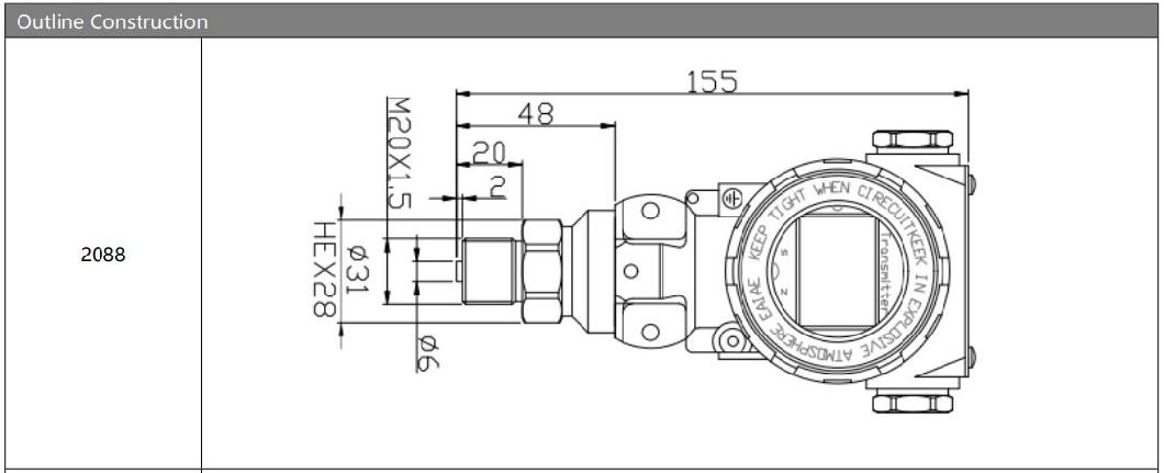 High Stable 0-5MPa Digital Pressure Transmitter OEM with Display