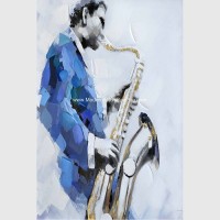 Quality Framed Modern Art Oil Painting Decorative Saxophone Instrument For Home Interior for sale