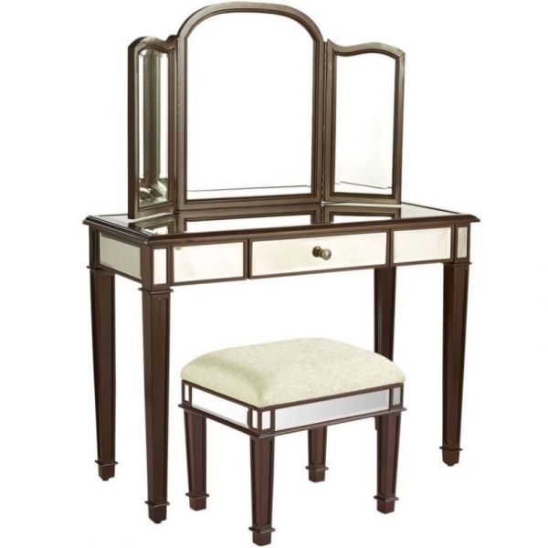 Quality Wooden Compact Dressing Table Corner Vanity Set Assembled for sale