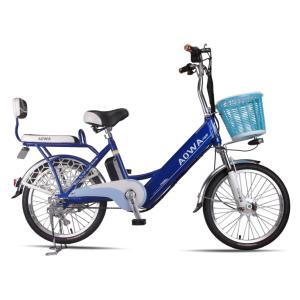 Quality 24'' Aluminum Rims Lithium Single Speed City Bike Blue Pedal Assist Electric for sale