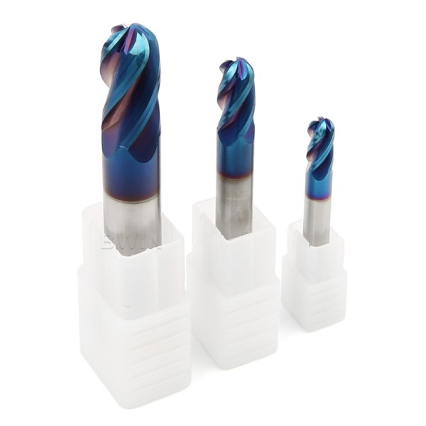 Quality HRC65 Carbide Ball Nose End Mill Bullnose 4 Flute Nano Coating for sale