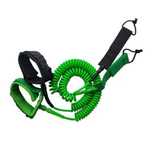 Quality 10 Feet Security Surboard Surf Coiled Leash PU With Wristband / Rope Loop for sale