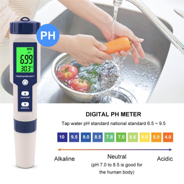 Quality 5 - In - 1 Water Quality Tester PH/TDS/EC/Salinity/Temp Meter For Home Aquarium for sale