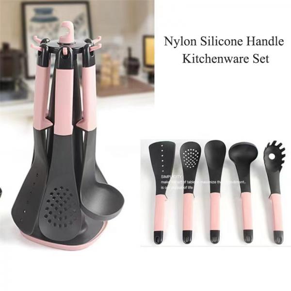 Quality Effortlessly Access Utensils with 6-Piece Nylon Set and Rotating Storage Stand for sale