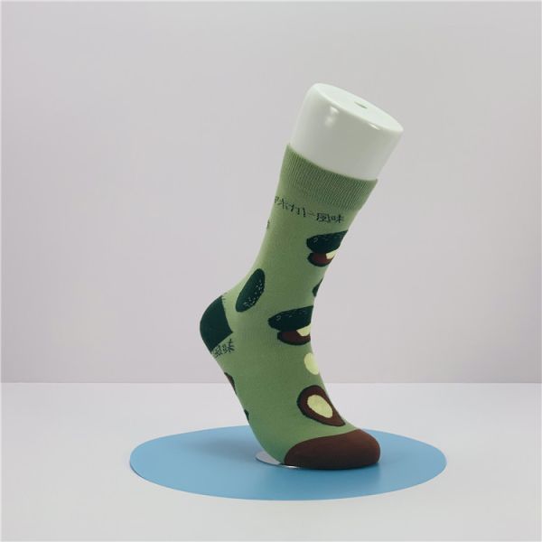 Quality Cost Funny Happy Fashion Socks with Custom Cartoon Food Fruit Print in Regular for sale