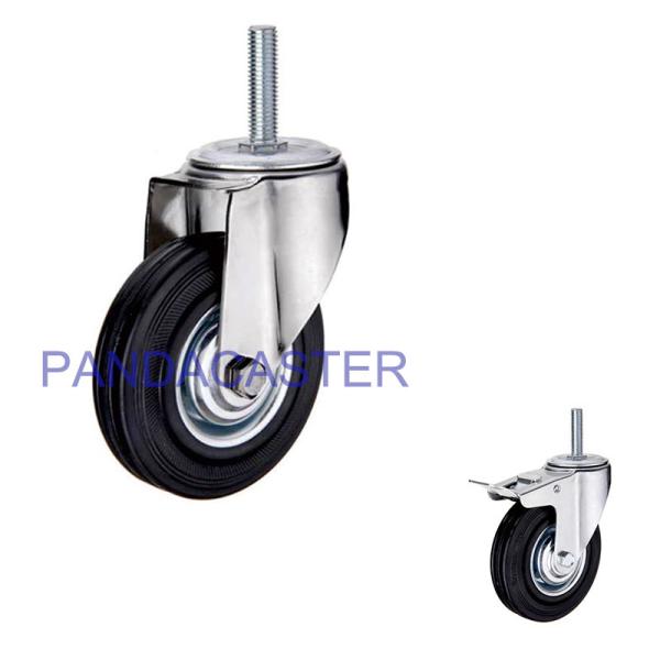 Quality Black 100mm Industrial Swivel Casters , 4 Inch Stem Caster Wheels for sale