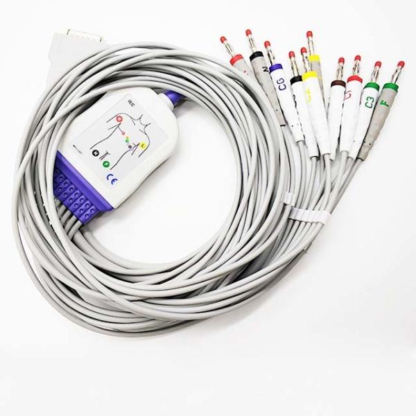 Quality Compatible GE 10 lead EKG machine cable banana IEC 10K resistor 3.6M for sale