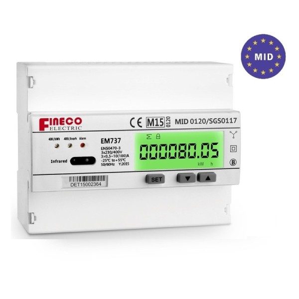Quality EM737 3*230/400V 10 100 A MID Certificated Digital Power Meter RTU Modbus for sale