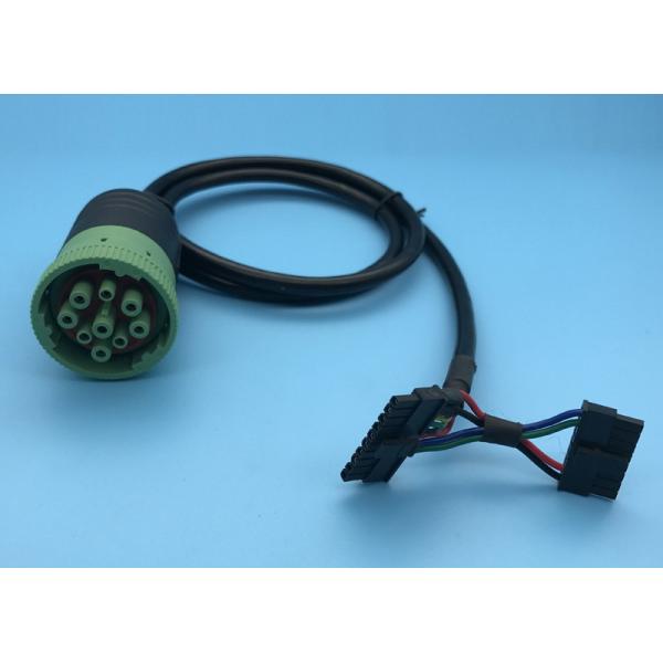 Quality Green Deutsch 9 Pin J1939 Female to Molex 10 Pin Female and 8 Pin Female Cable for sale