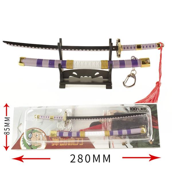 Quality Nidai Kitetsu One Piece Sword Keychain Zinc Alloy Automatic Elastic Moving for sale
