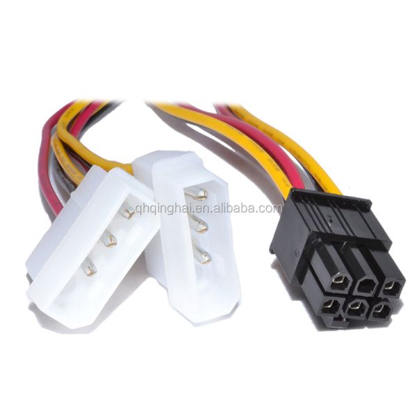 Quality 6 Pin PCI-E Graphics Card to 2 x Molex IDE Y cable Power Adapter Cable for sale