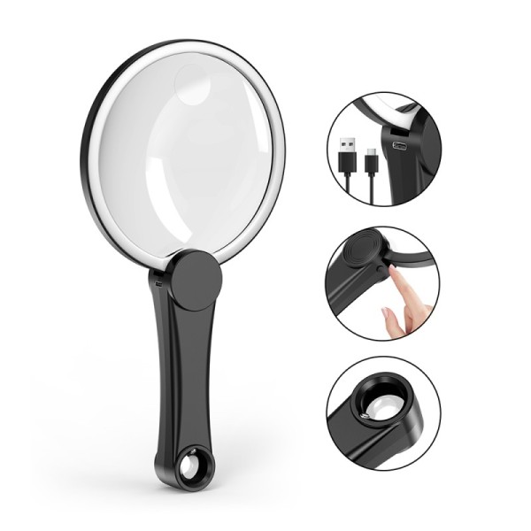 Quality Handheld LED Magnifier with 3X/5X/8X Magnification and 49 LED Illumination for Reading and Jewelry Appraisal for sale