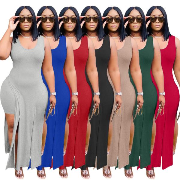 Quality 2021 NEW Anti-Static Two Piece Set Elastic Split Tank Dress Summer Dress Shorts Sleeveless Casual Dress for sale