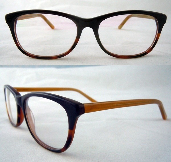 Quality Black And Yellow Hand Made Acetate Optical Frames With Demo Lens for sale