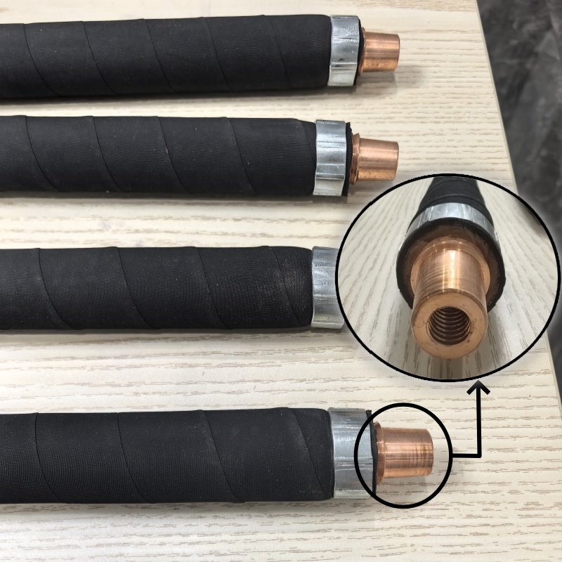 Detailed view of water cooled secondary cable components