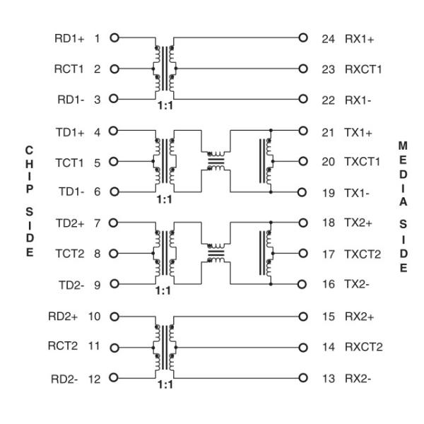 Quality H2008NL / H2008NLT POE Transformer Audio & Signal 100Base-TX SMD PoE 2-Port for sale