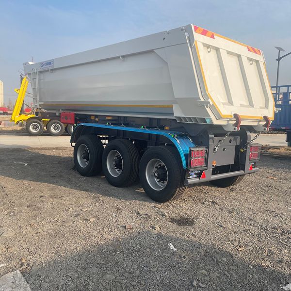 Quality Truck Trailer 60T Rear Load 3 Axles U Model Box Dump Trailer With Mechanical for sale