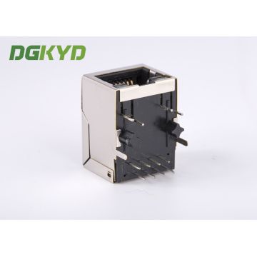 Quality Metal shield Female 1x1 tab down 100base PoE RJ45 Network Jack with Led for Set for sale