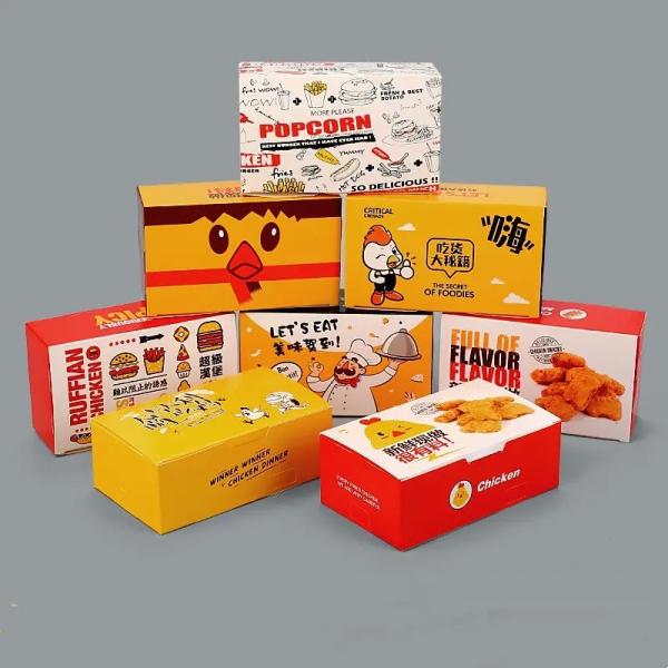 Quality Burger Fried Chicken Paper Box Paper Takeaway Containers Packaging Custom Logo for sale