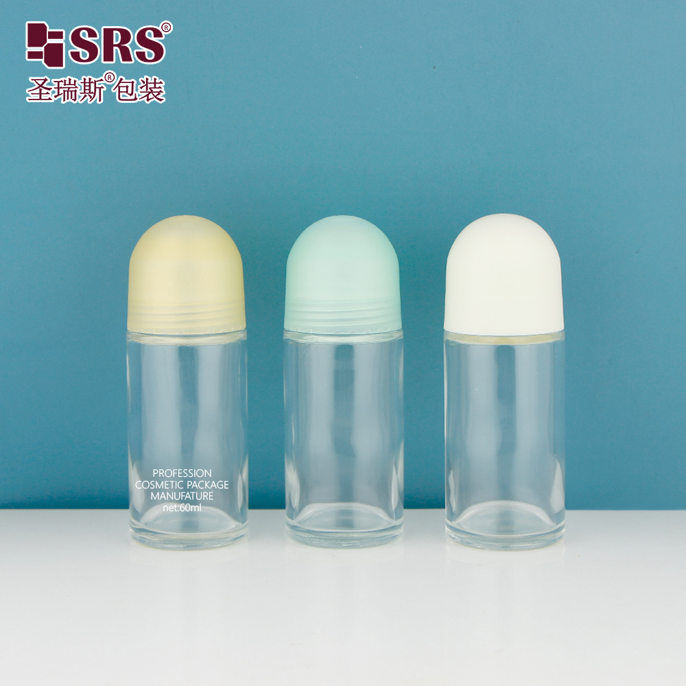 Quality BLPG-C 60ml Wholesale Empty Clear Glass Roll On Deodorant Bottle Packaging for sale