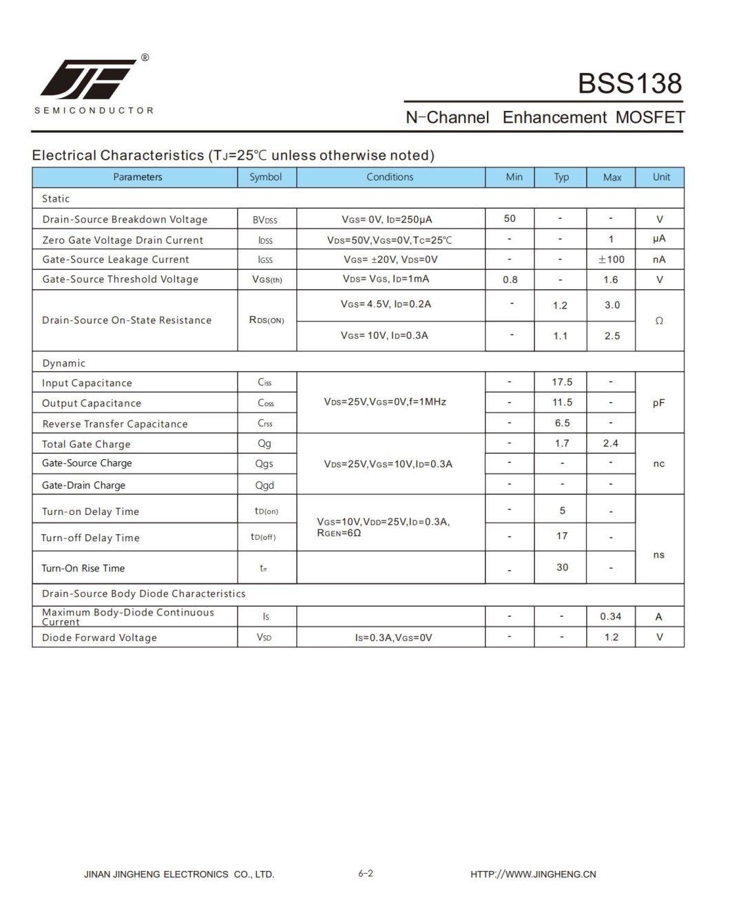 N-Channel Enhancement MOSFET BSS138 With SOT23 Outline