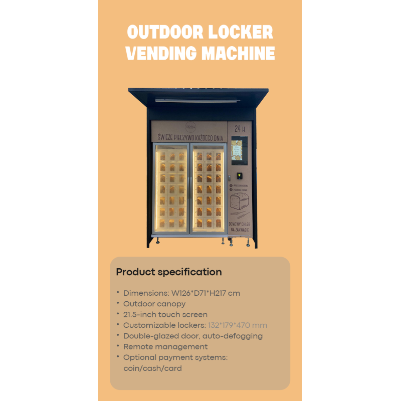 Custom cooling locker vending machine exterior view