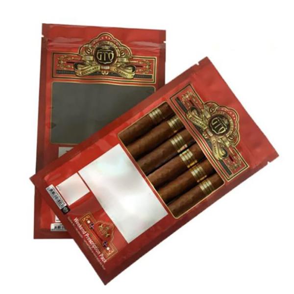 Quality Cigar See Through Pouches Transparent Window Plastic Packaging for sale