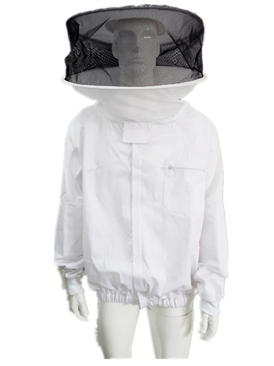 Quality Round Veil White Bee Jacket Free Size Beekeeping Protective Clothing with Round Hat for sale