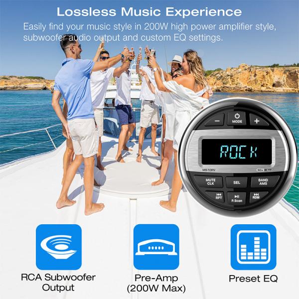 Quality GRANDnavi Universal Marine Stereo Single Din Waterproof Level IPX5 MP3 for sale