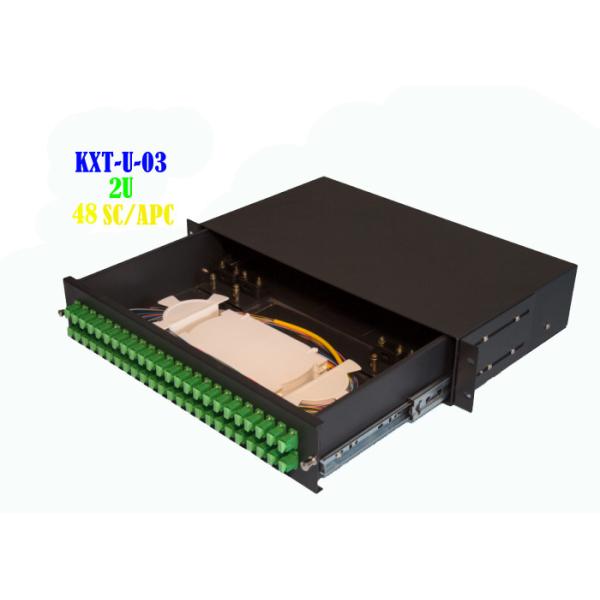Quality Network 2U 48 Core Rack Fiber Optical Patch Panel Hand Pull Type 482mmx240mm for sale