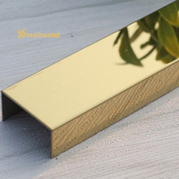 Quality 7c PVC Film 304 Stainless Steel Mirror Surface U Tile Trim for Backsplash Edge and Wall Decoration for sale