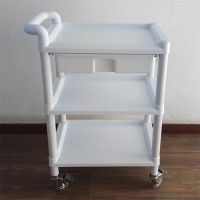 Quality Modular 3-Shelf Medical Storage Cart with Pull-Out Drawers Easy Assembly Plastic for sale