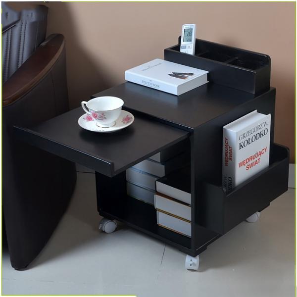 Quality Multifunction Black Movable Wheels E1 MDF Solid Wood Coffee Tables for sale