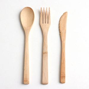 Quality OEM logo natural portable Travel wooden fork spoons knives bamboo wood Flatware for sale