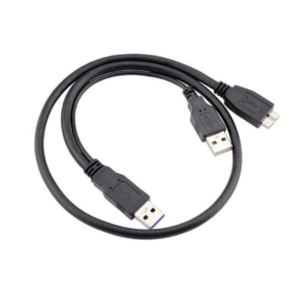Quality Double Head Micro B To USB 3.0 Charging Cable 0.6m PVC Hard Disk Data Cable for sale