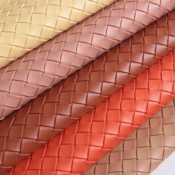 Quality Soft and Durable Embossed Woven Handbag PVC Faux Leather Fabric for sale