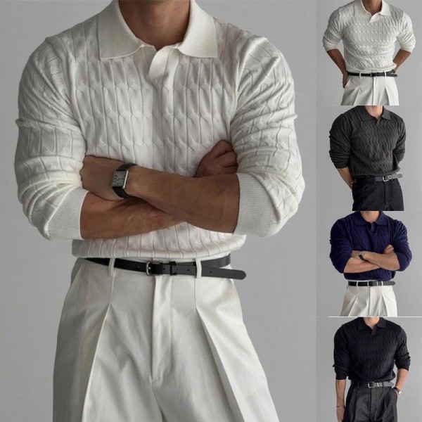 Quality Manufacturer Custom Autumn Knitted Men's Polo Shirts Wholesale High Quality Oversized Plus Size Long Sleeve Polo Shirts for Men for sale