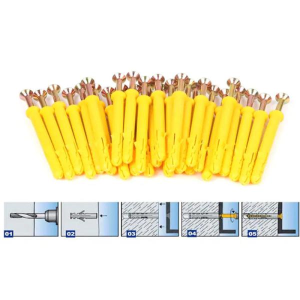 Quality Capacity 0.3KN Expansion Bolt Plastic Anchor Screw Nail For Various Walls for sale
