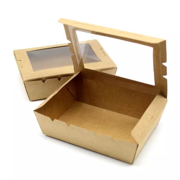 Quality Salad 337gsm Biodegradable Disposable Tableware Food Packaging Box With Window for sale